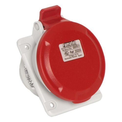 23333 | Famatel 32A 5 Pin 415V IP44 Angled Panel Socket - iee-egypt.com